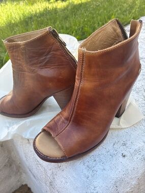 Bed Stu | Shoes | Bed Stu Onset Tan Driftwood Open Peep Toe Bootie ...